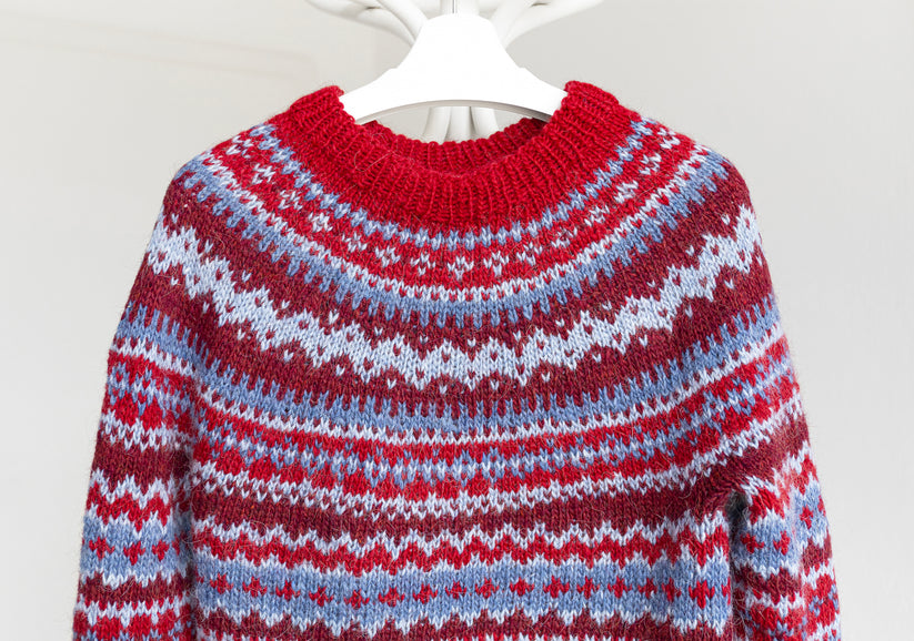 Icelandic Lopapeysa Sweater Knitting Pattern • Foss Striped Yoke Pullo ...