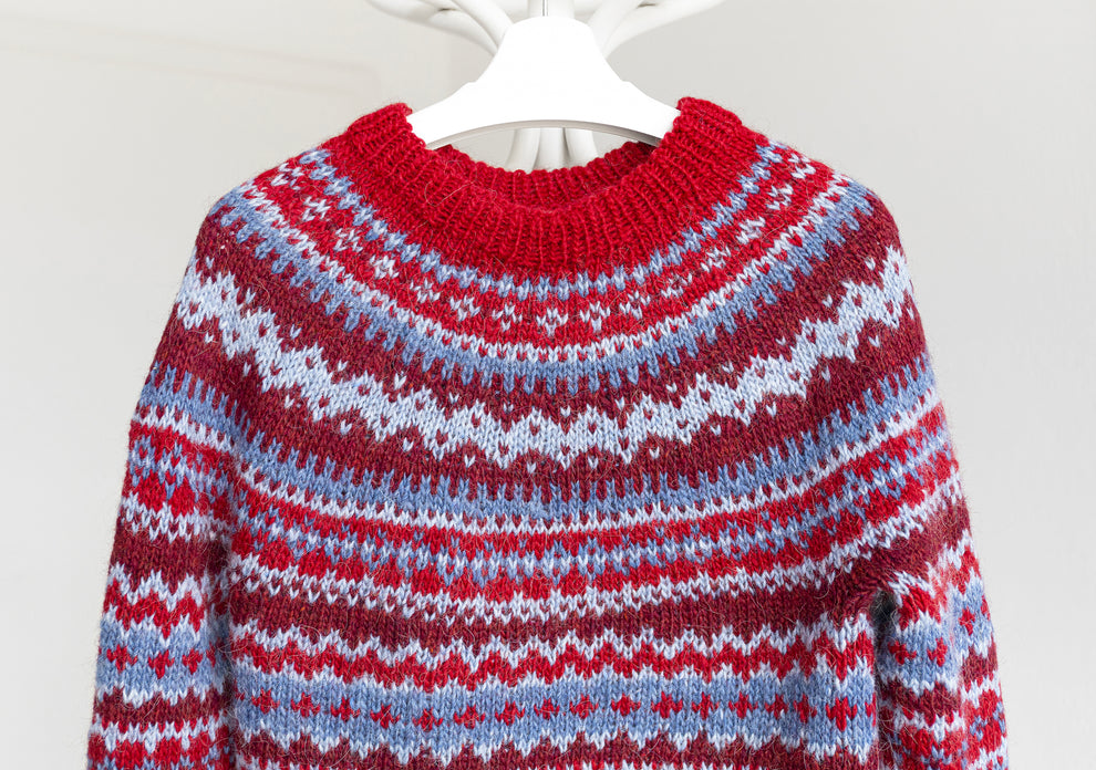 Icelandic Lopapeysa Sweater Knitting Pattern • Foss Striped Yoke Pullo ...