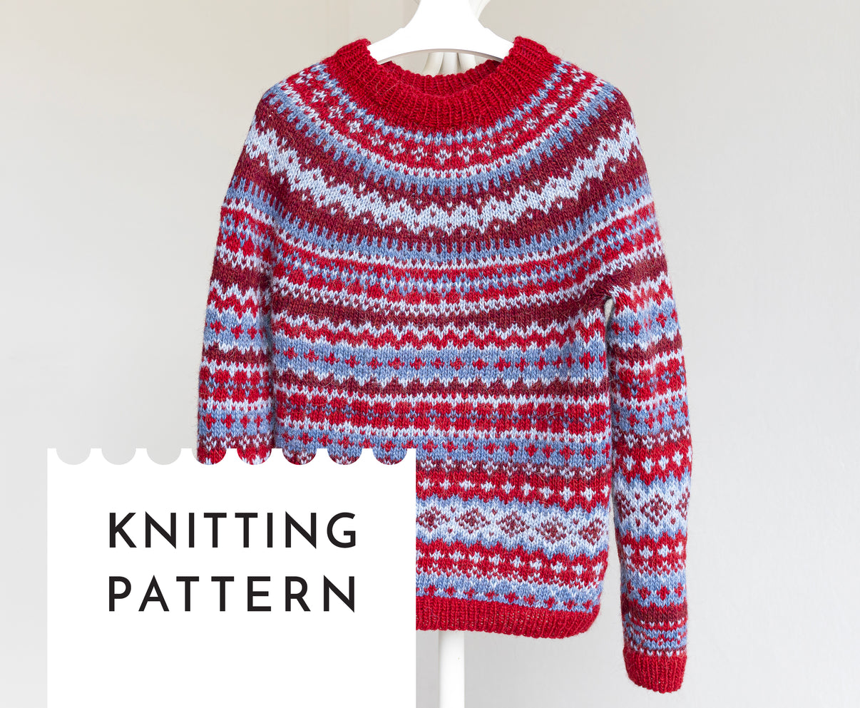 Icelandic Lopapeysa Sweater Knitting Pattern • Foss Striped Yoke Pullo ...