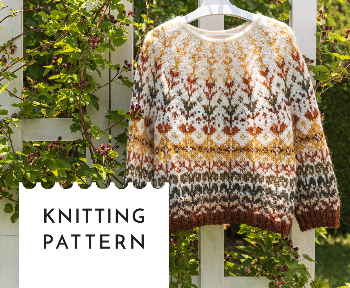 Floral Icelandic Lopapeysa Sweater Knitting Pattern • Meadow Yoke Pull ...