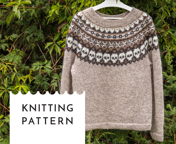 Skull Icelandic Lopapeysa Sweater Knitting Pattern • Unisex Spooky Pul ...